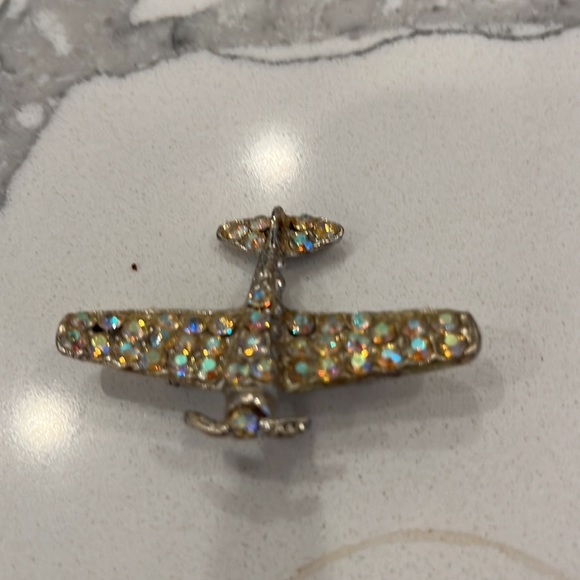 Vintage | Jewelry | 97s Vintage Rhinestone Airplane Pin In Perfect ...